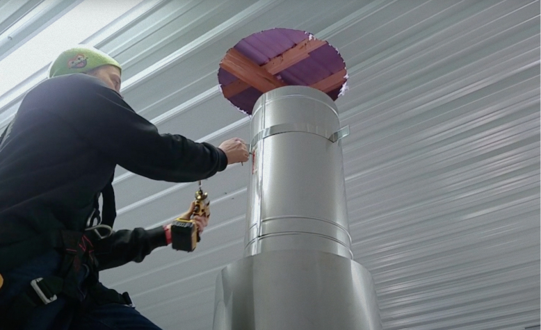 Concentric Exhaust System Installation | Smoky Lake Maple Products, LLC