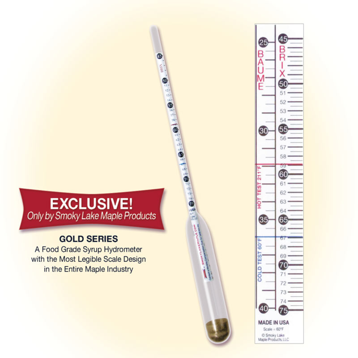 GOLD SERIES Syrup Hydrometer | Smoky Lake Maple Products, LLC